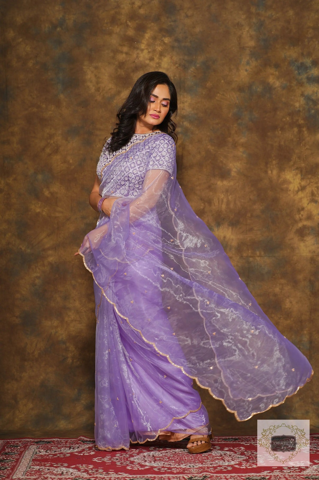 Starry Night Lavender Saree – kreationbykj