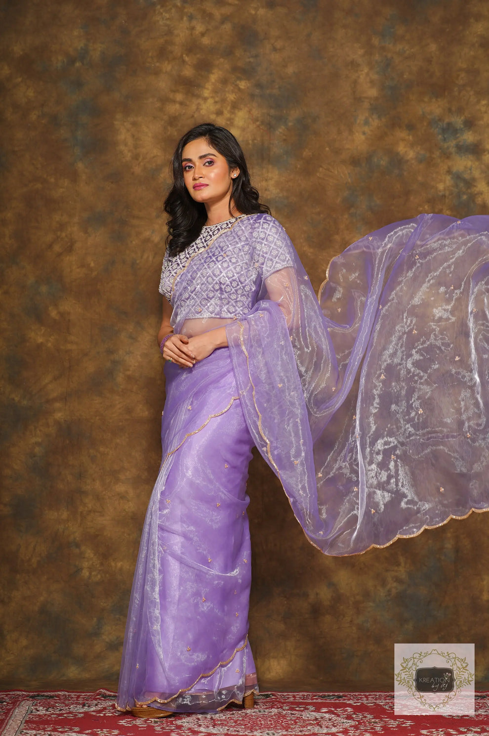 Starry Night Lavender Saree – kreationbykj