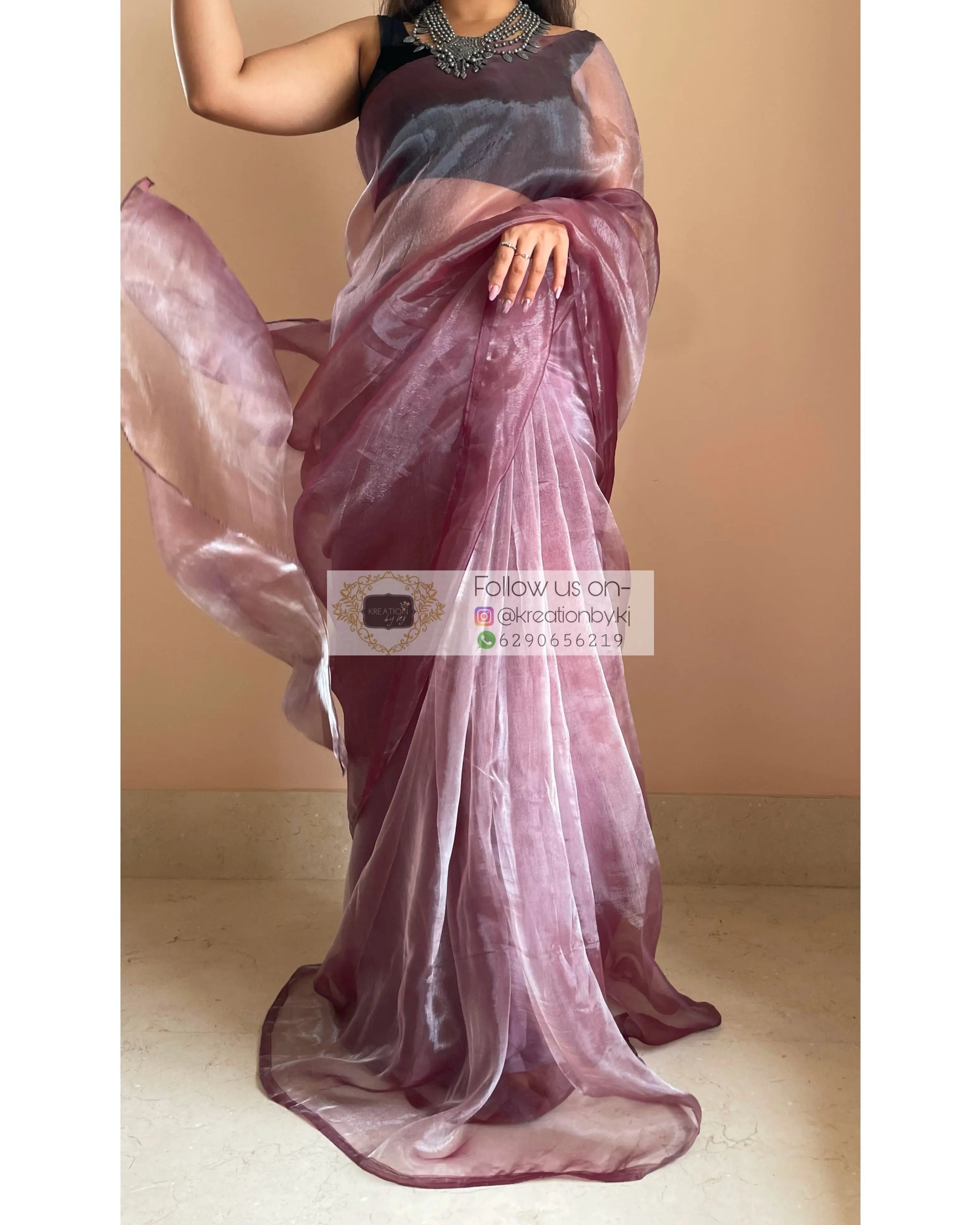 Coke Glass Tissue Saree – kreationbykj