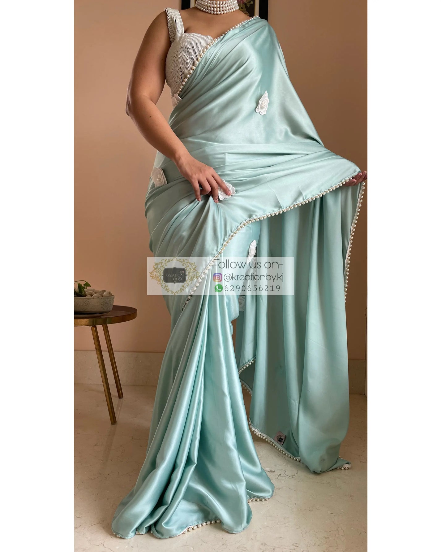 Mint Green Gulmarg Saree – kreationbykj