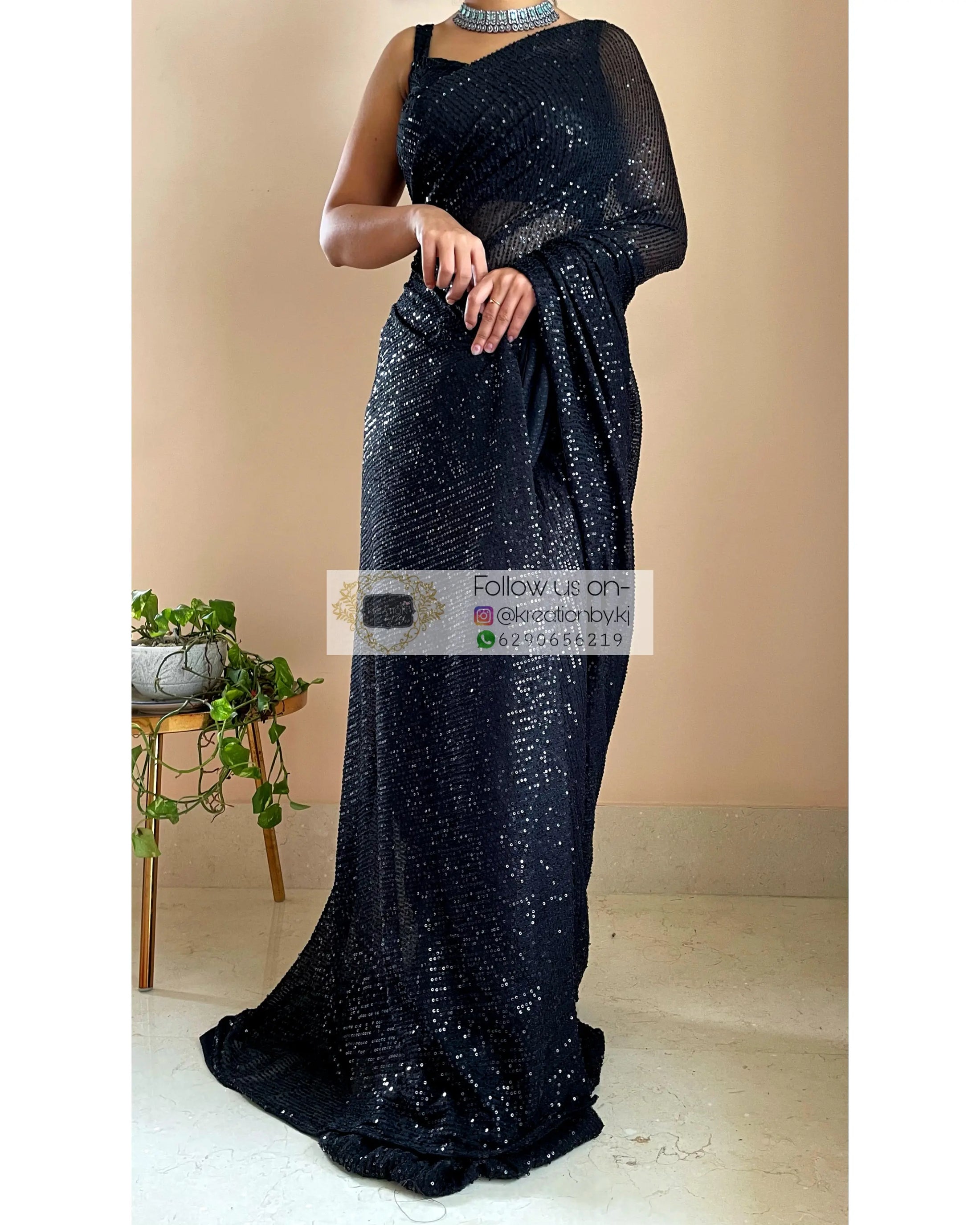 Black Sequins Saree – kreationbykj