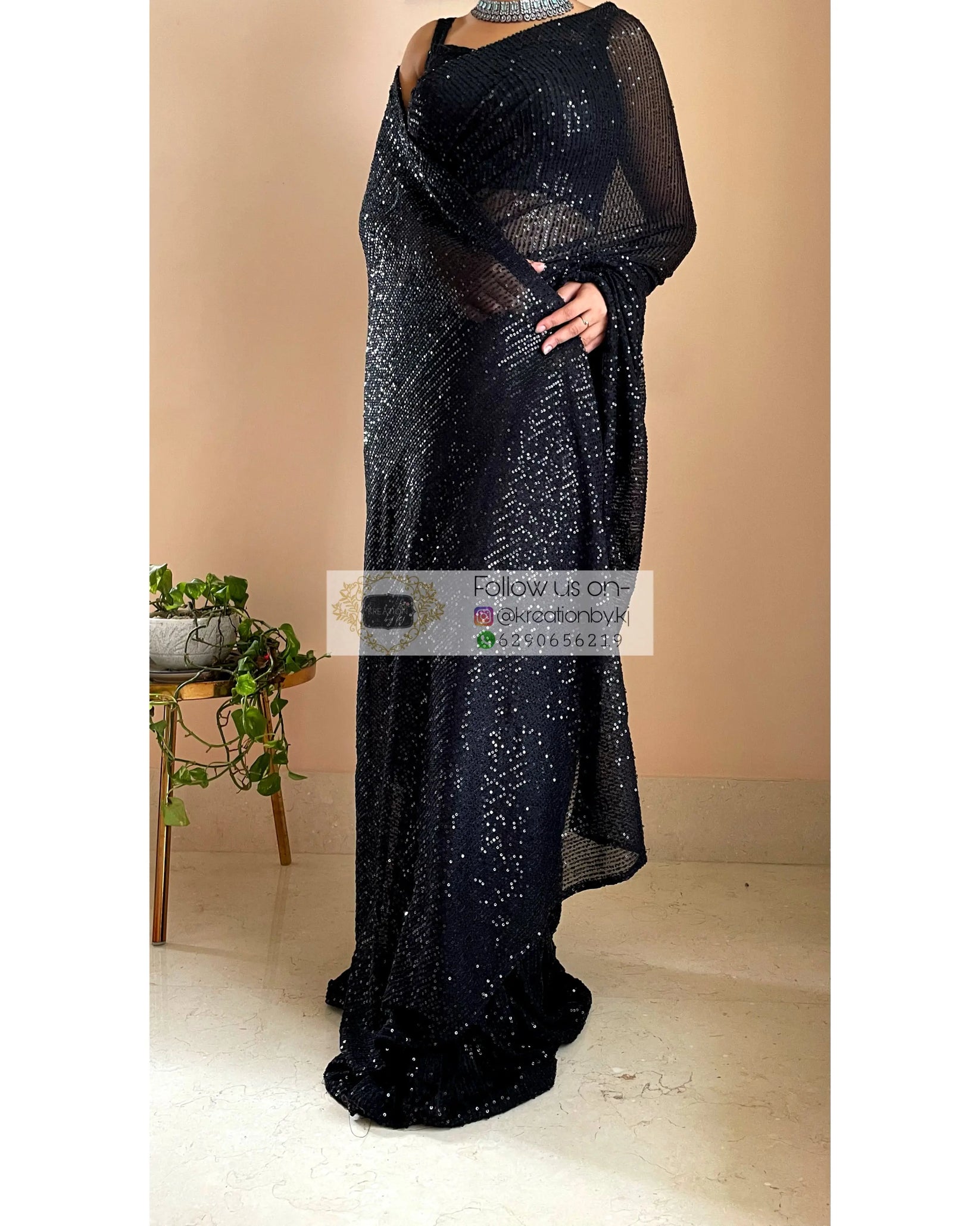Black Sequins Saree – kreationbykj