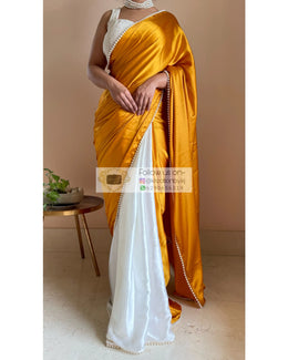 Sunny Side up Two in One Satin Saree – kreationbykj