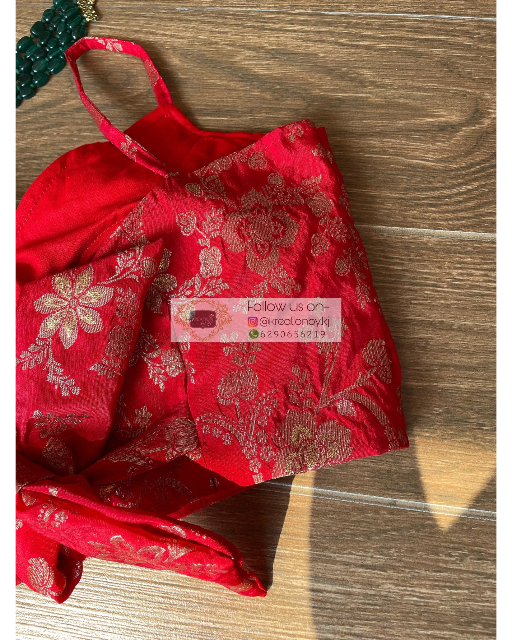 Red Brocade Strappy Blouse – kreationbykj
