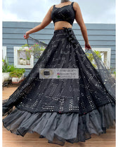 Black Sheesh Mahal Lehenga – kreationbykj